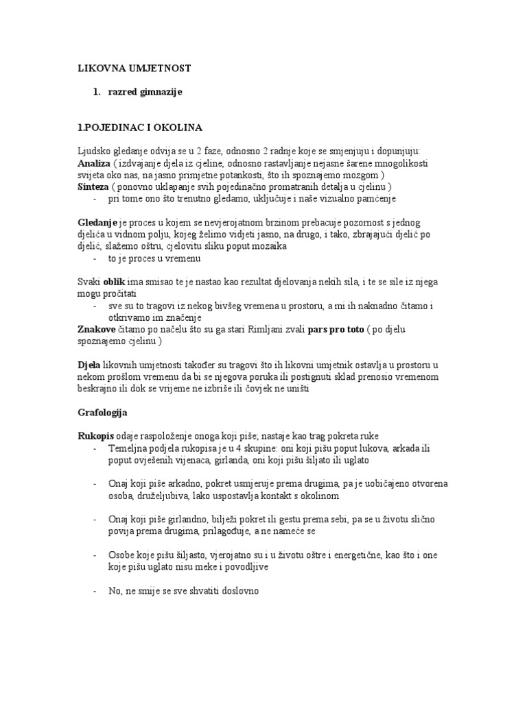 Likovna Umjetnost - Prvi Razred | PDF