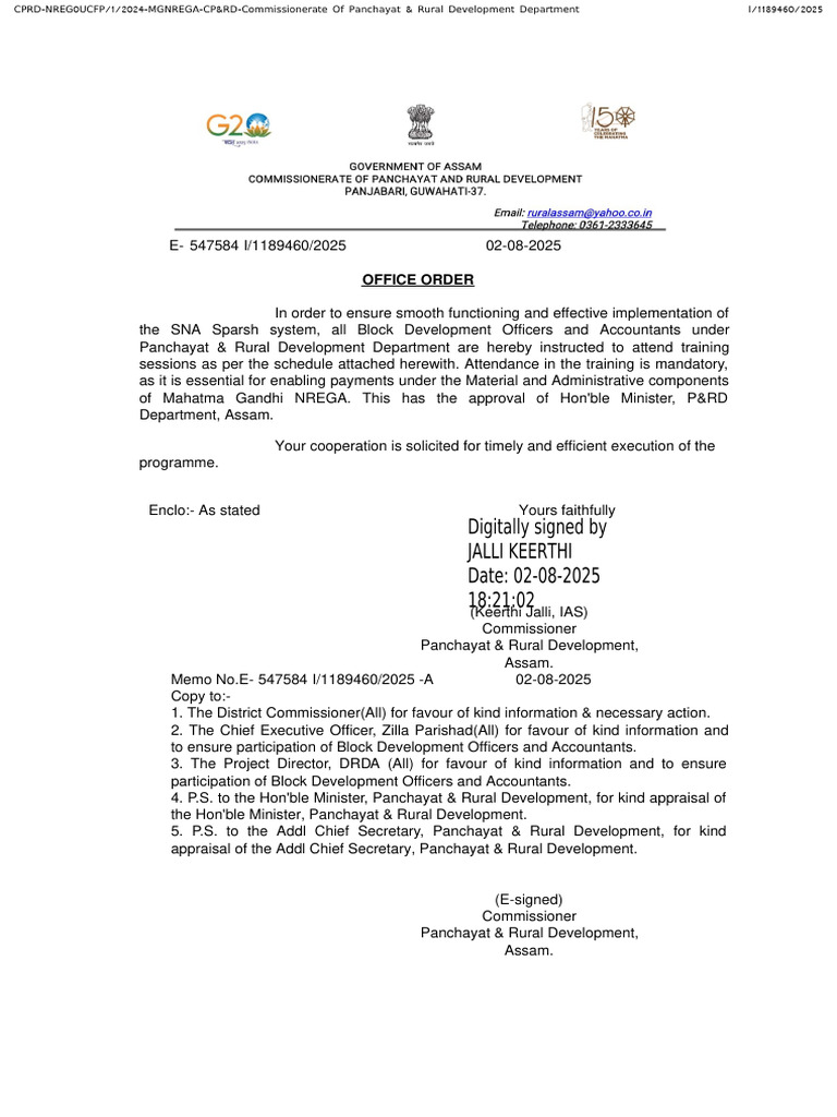 Training on SNA Sparsh on 4th & 5th August | PDF | Government Of India ...
