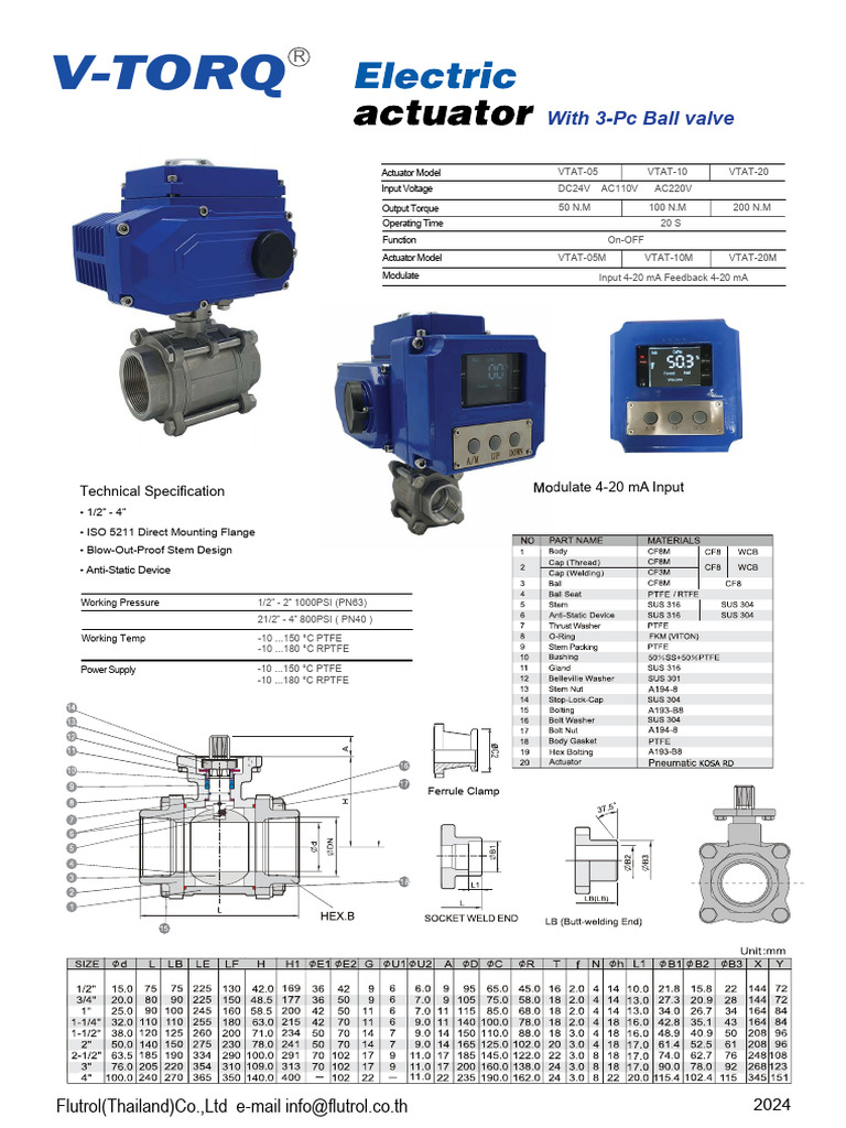 2024 - V-ToRQ Electric Actuator With Valve | PDF | Valve | Actuator