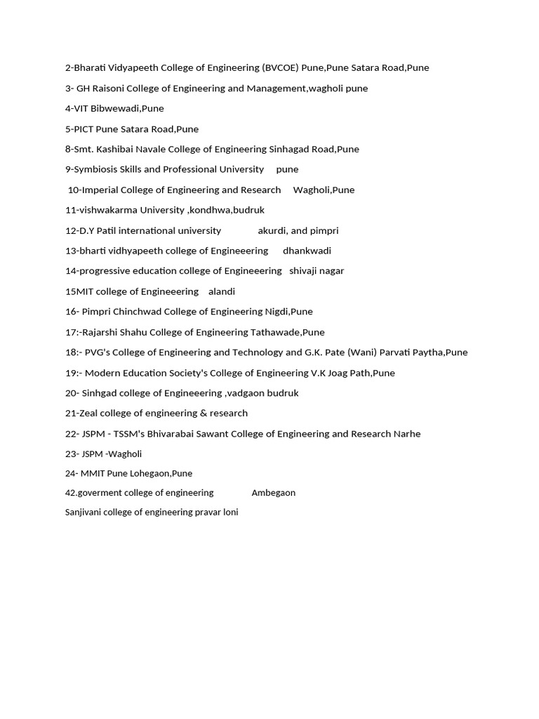 Top Engineering Colleges in Pune | PDF