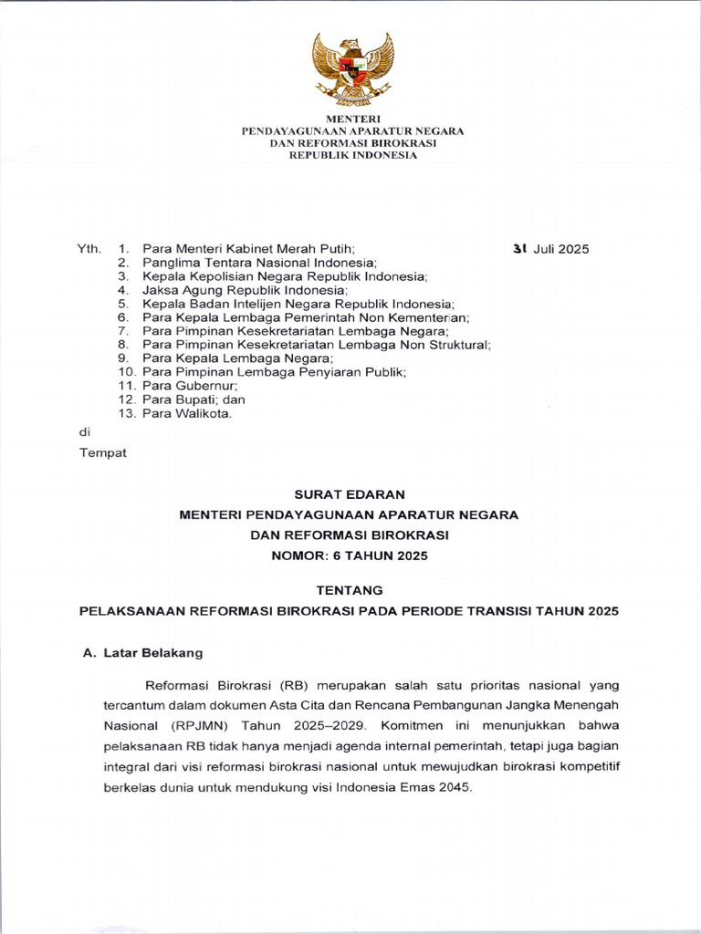 SE Menpan RB No 6 2025 | PDF