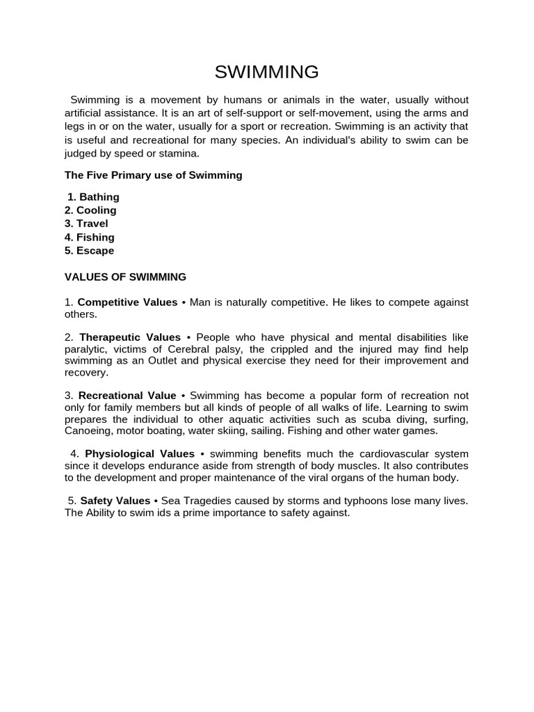 Pathfit 3 Swimming Topic Vmc | PDF | Swimming (Sport) | Swimming