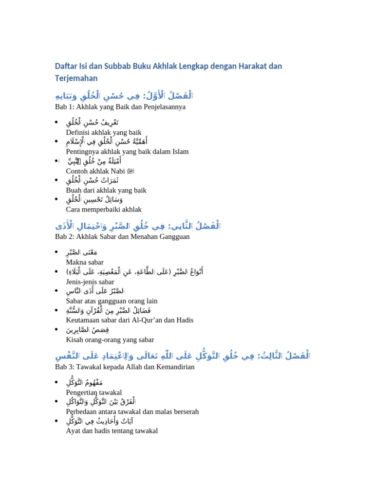 Subbab Buku Akhlak Nutfah Final | PDF