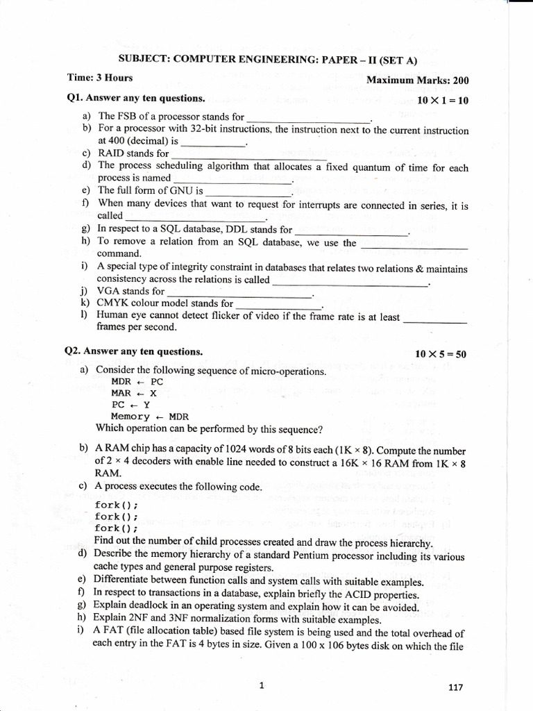 Computer Engineering Exam Paper II | PDF | Cpu Cache | Central ...