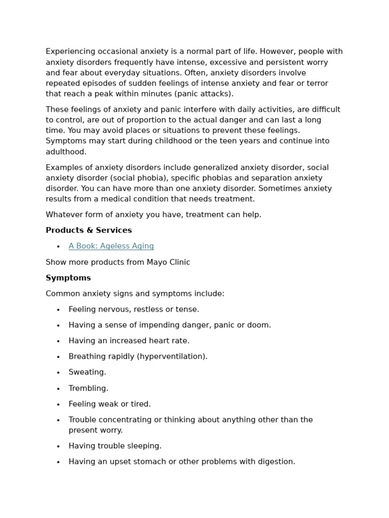 Understanding Anxiety Disorders: Types & Symptoms | PDF | Anxiety ...