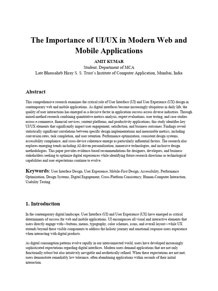 The Importance of UI - UX in Modern Web and Mobile Applications | PDF ...