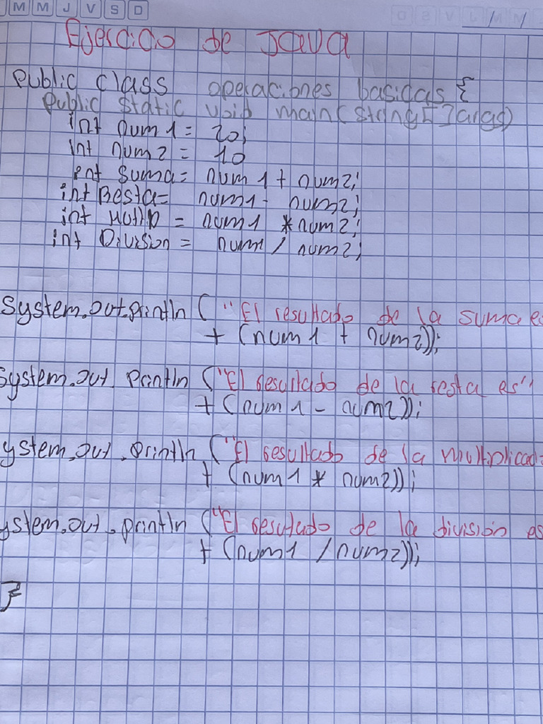 Ejercicio de Java | PDF