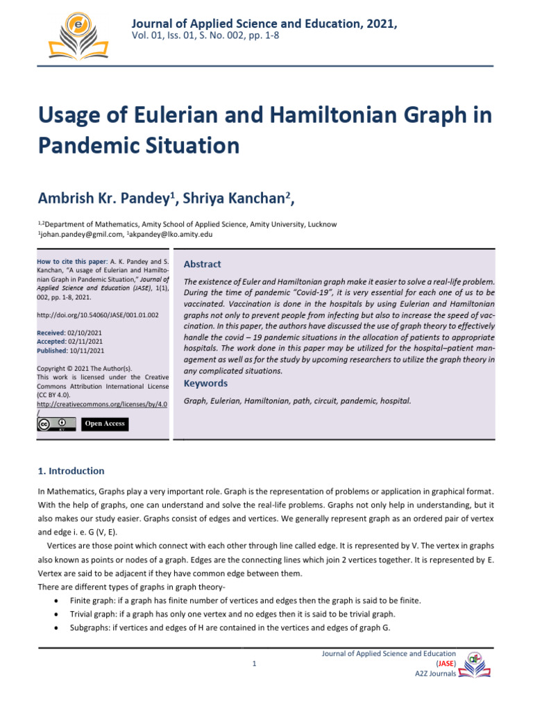 Usage of Eulerian and Hamiltonian Graph | PDF | Vertex (Graph Theory) | Graph Theory