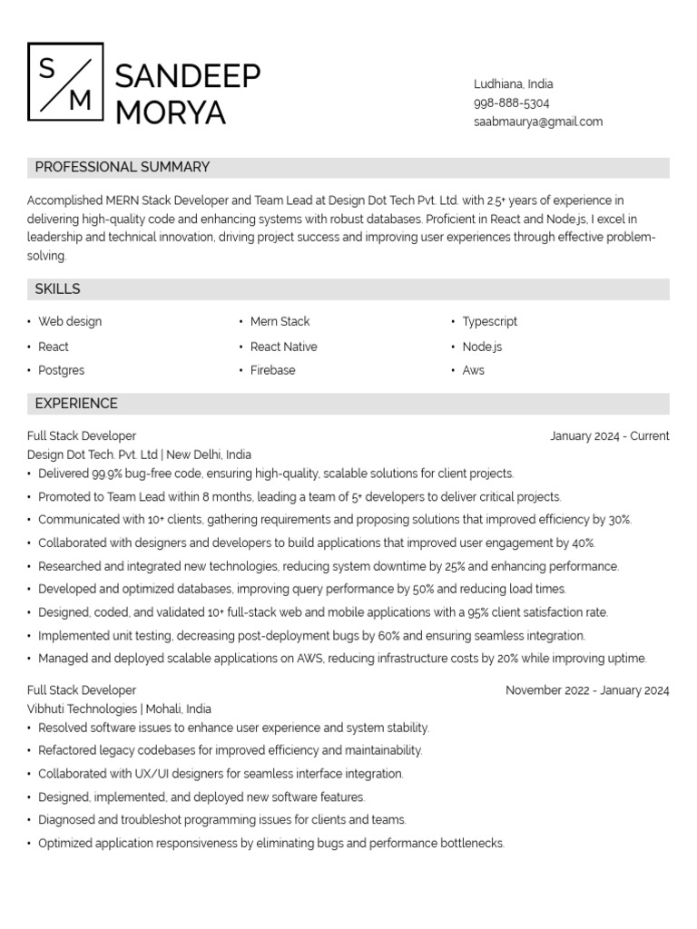 MERN Stack Developer Resume Summary | PDF | Computing | Information ...