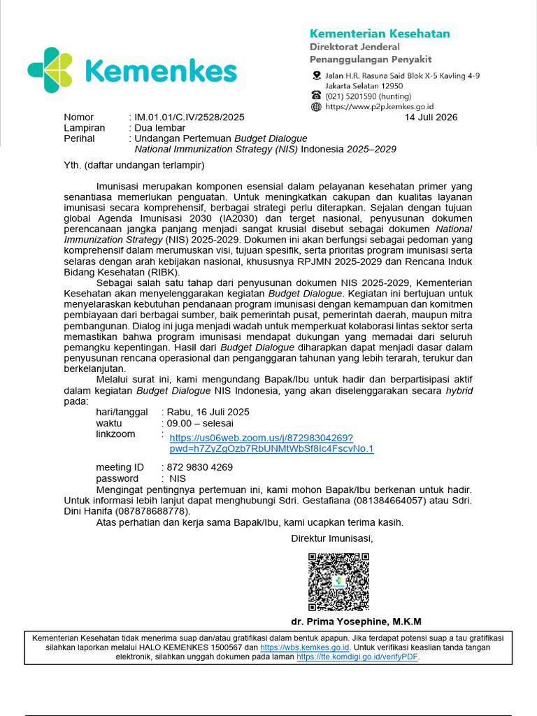 Undangan Budget Dialogue NIS 2025-2029 | PDF