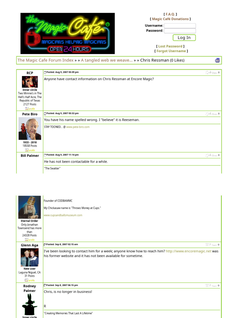 The Magic Cafe Forums - Chris Ressman | PDF | Data Management | Computing