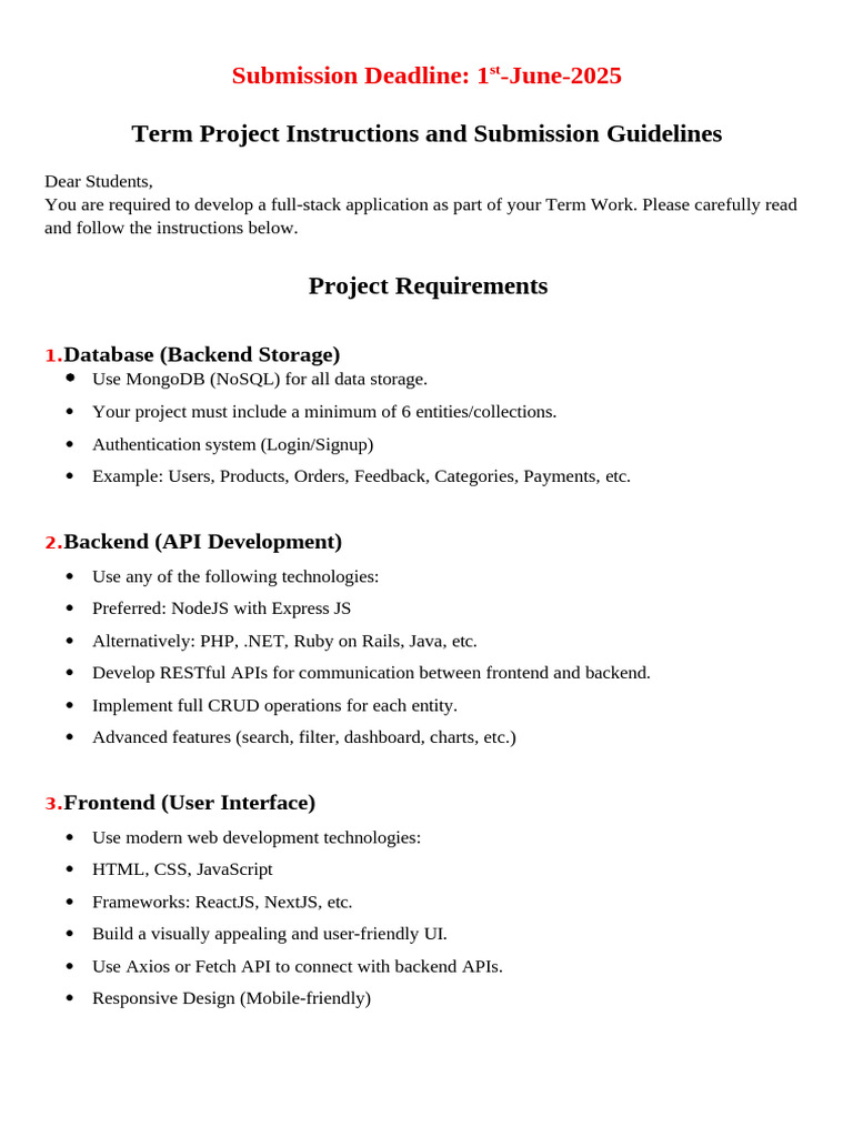 Final Term Project Instructions | PDF