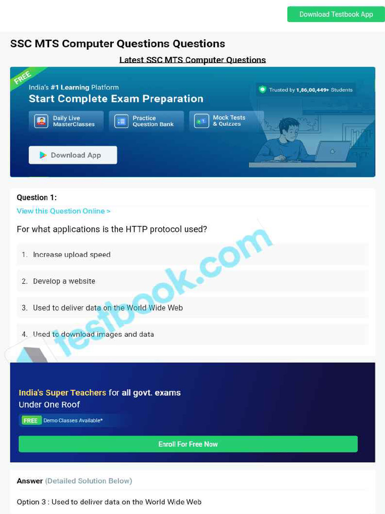 SSC Mts Computer Questions | PDF