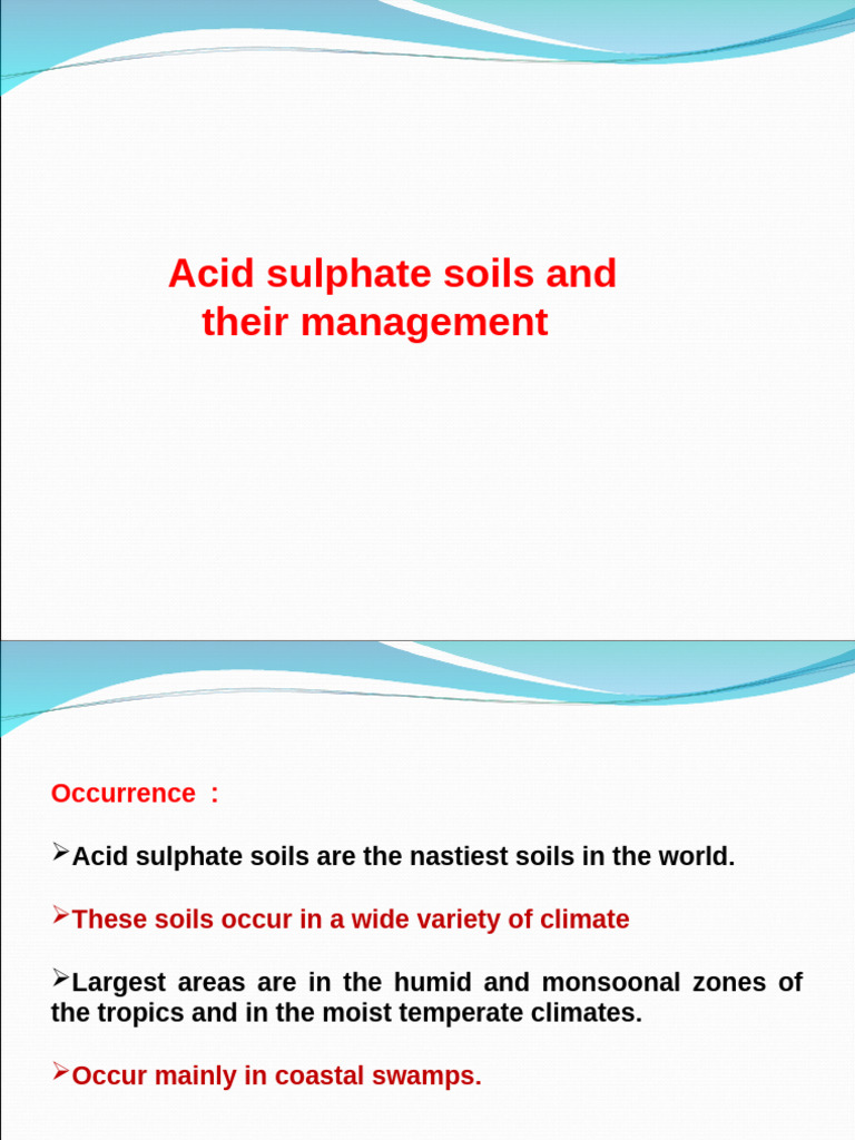 Class 17-Acid Sulphate Soils n Management | PDF | Soil | Chemical Compounds