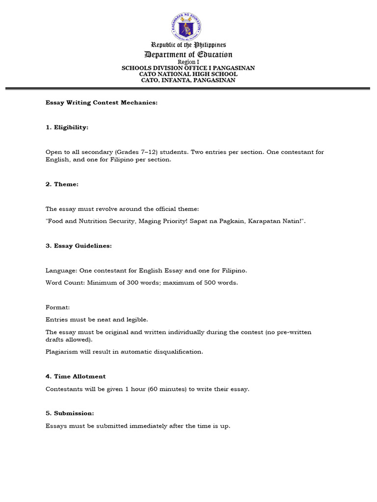 Essay Writing Contest Mechanics | PDF