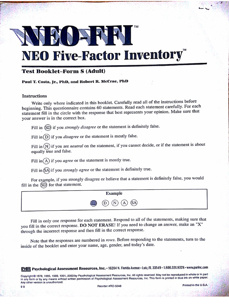 NEO-FFI | PDF