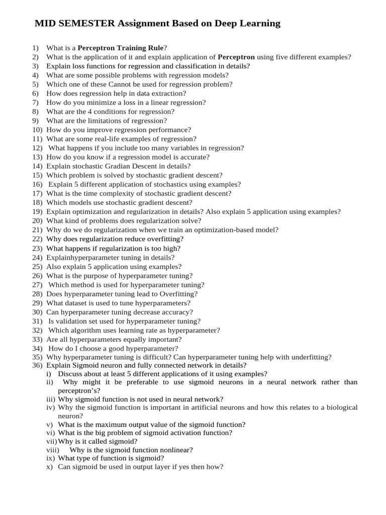 Assignment Based On Deep Learning 1 | PDF | Machine Learning | Applied Mathematics