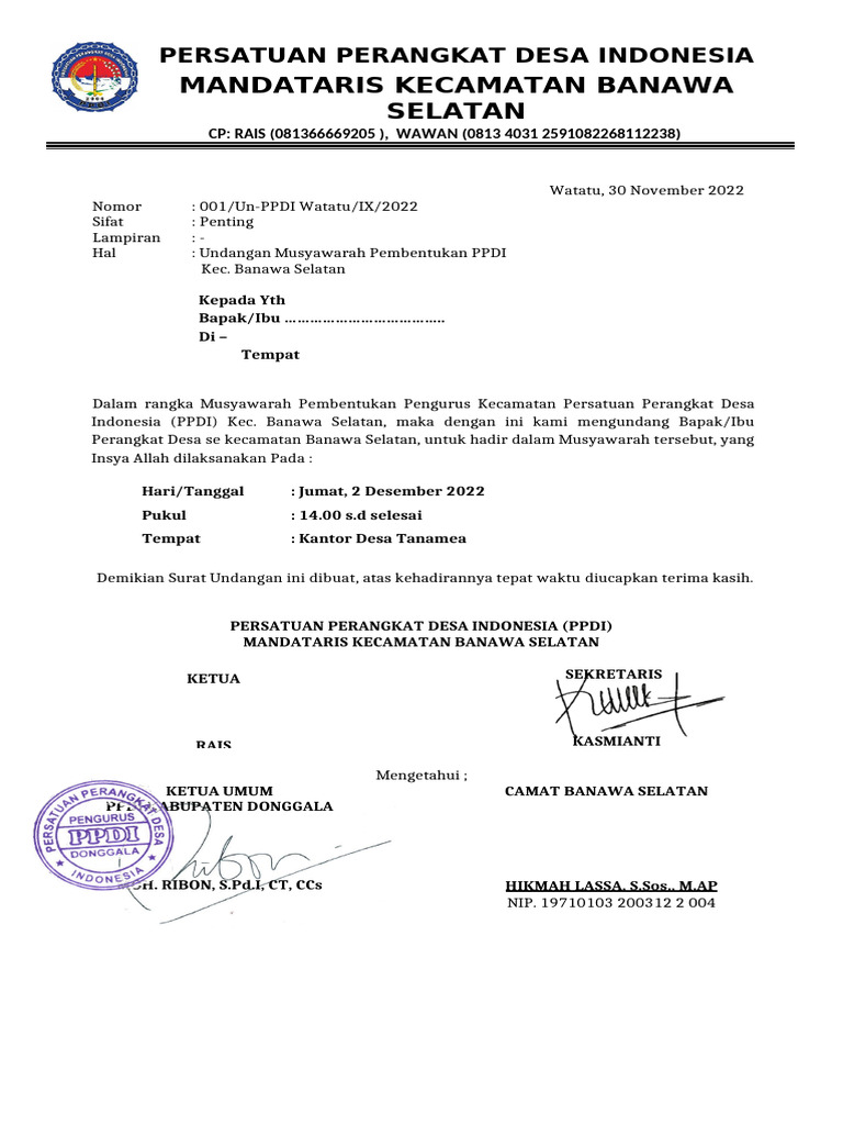 Undangan PPDI Kec. Bansel | PDF
