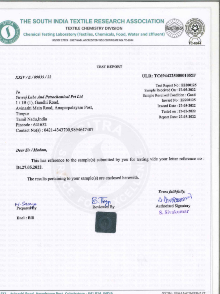 Machine Oil Test Report | PDF