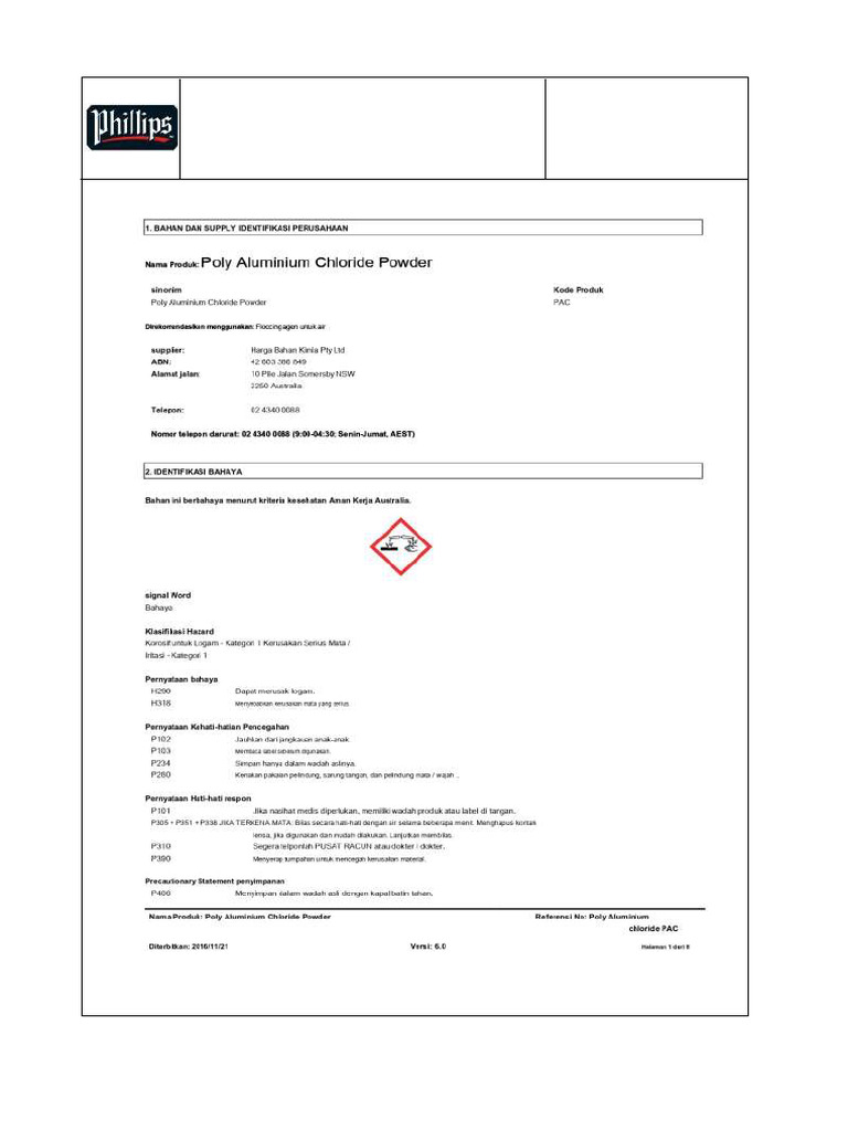 MSDS PAC Format Phillips | PDF