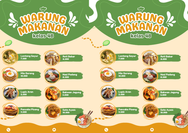 Hijau Dan Kuning Illustratif Modern Daftar Menu Makanan | PDF