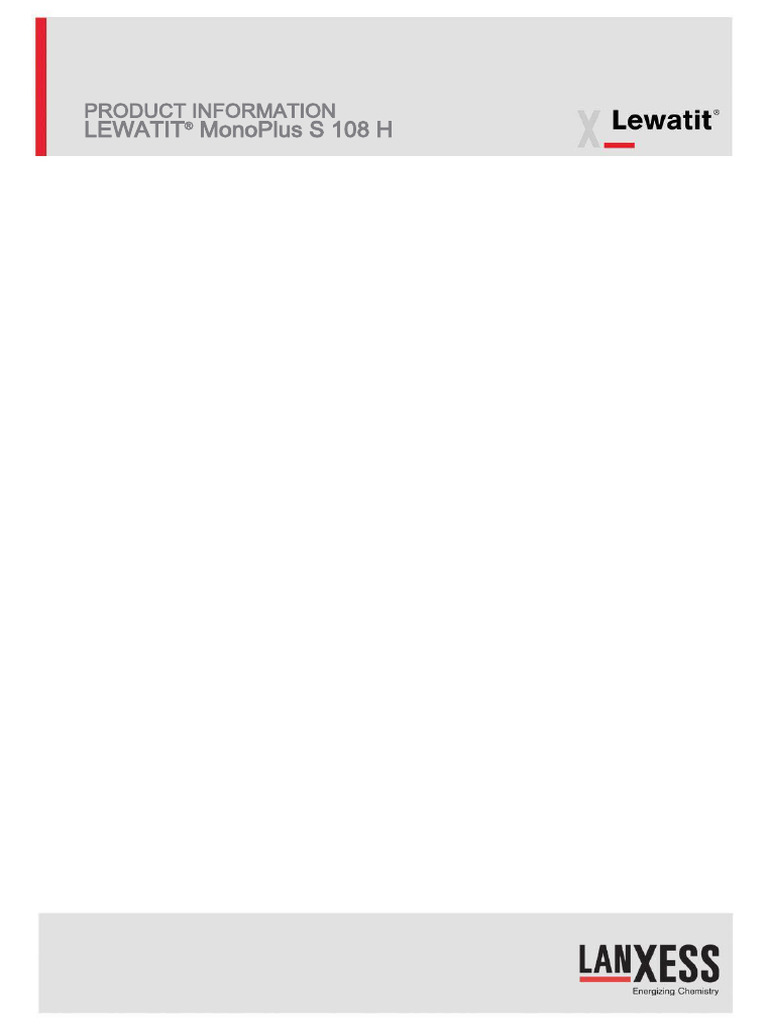 Lewatit MonoPlus S 108 H en L | PDF | Ion Exchange | Hydrochloric Acid