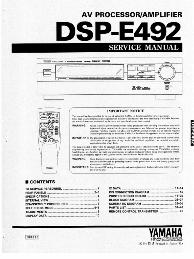 Amplificador Yamaha Dsp-E492 | PDF