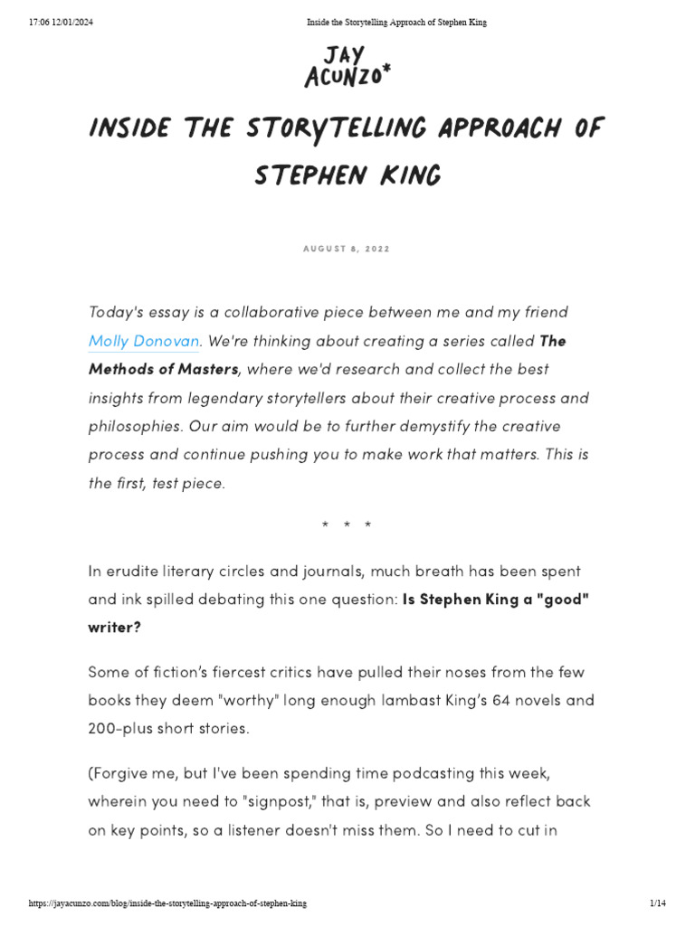Inside The Storytelling Approach of Stephen King | PDF | Stephen King ...