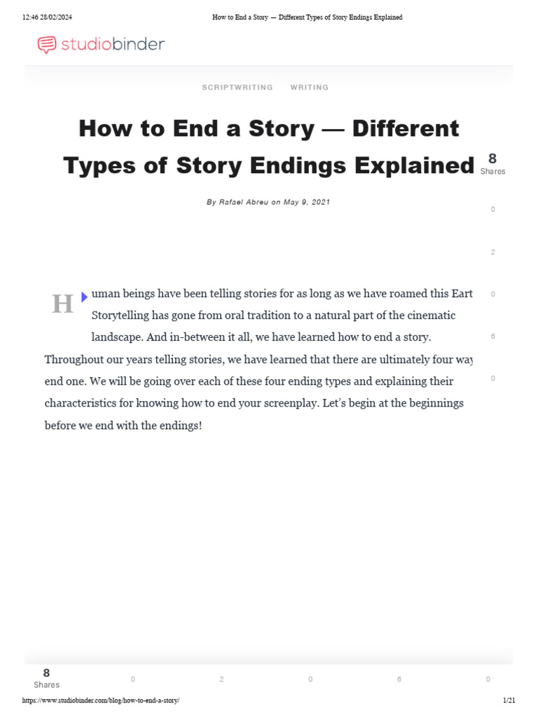 How to End a Story — Different Types of Story Endings Explained | PDF ...
