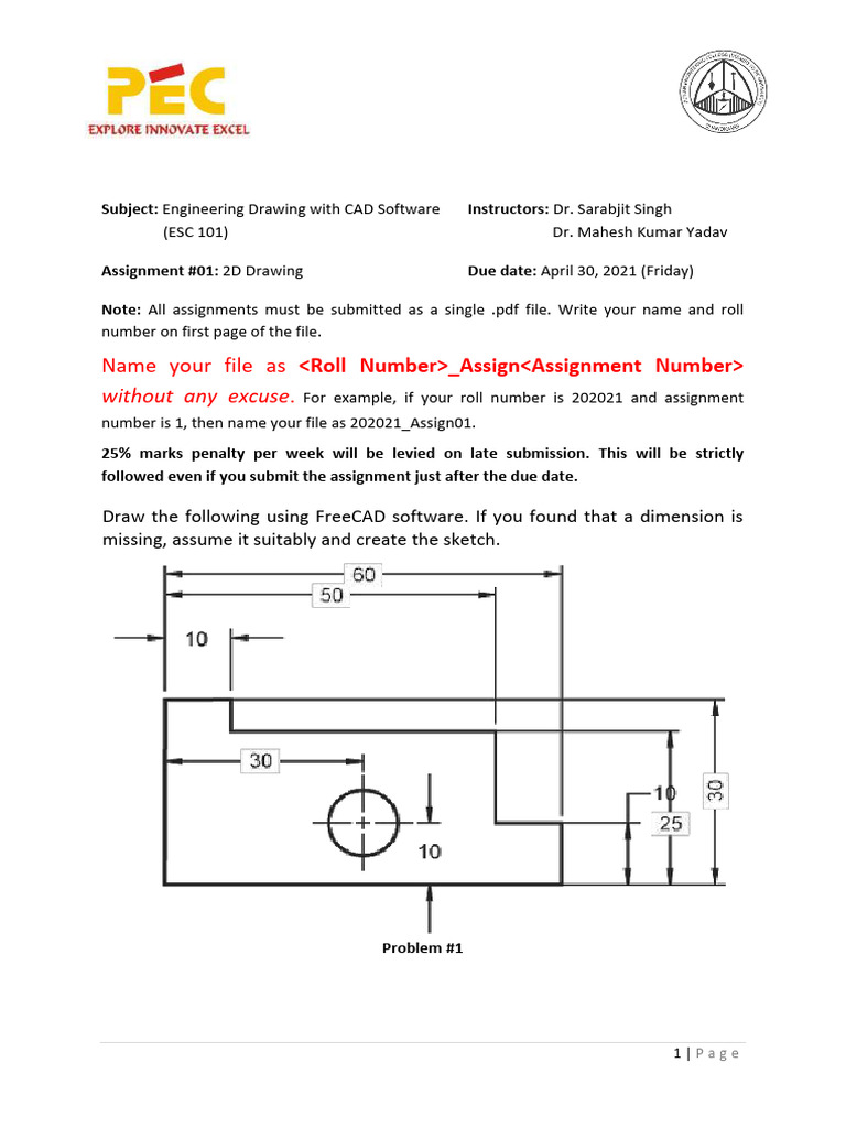 FreeCAD Assignments for ESC 101 | PDF | Triangle | Euclidean Geometry