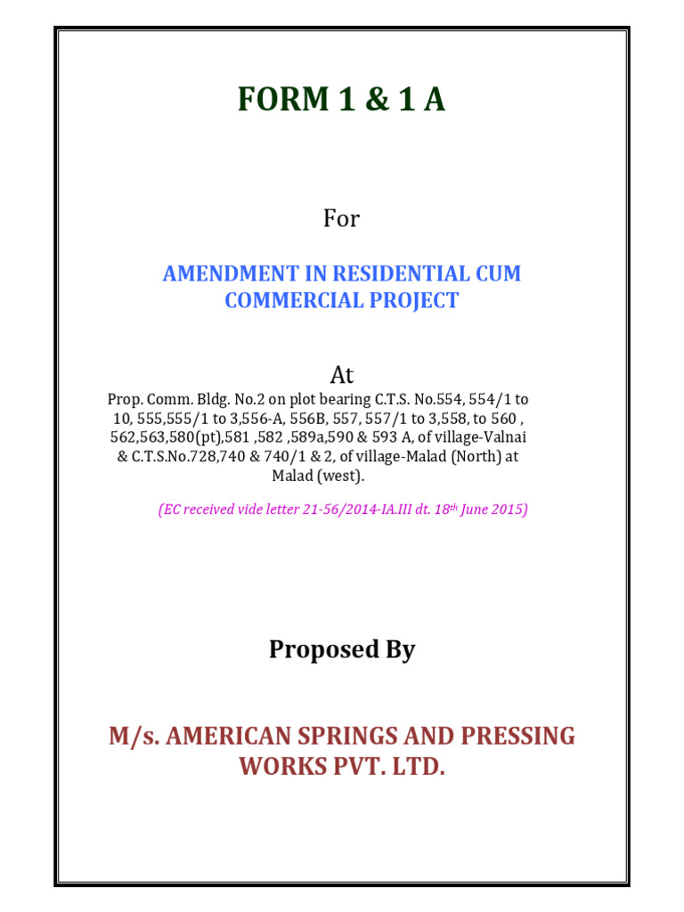 Environmental Clearance Forms 1 & 1A | PDF | Surface Runoff | Waste