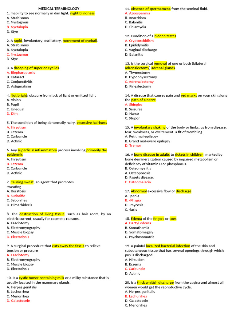 Essential Medical Terminology Guide | PDF | Granulocyte | White Blood Cell