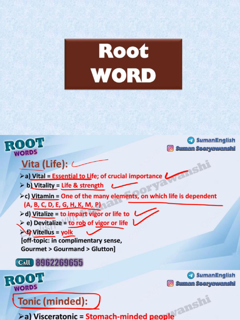 015 COMPLETE VOCABULARY Root Words Root Words Lecture 04pdf | PDF