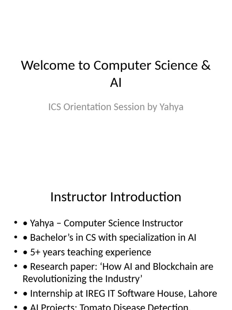 Computer Science & AI Orientation Guide | PDF