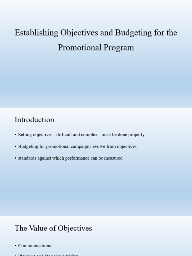 Objectives and Budgeting | PDF | Marketing | Budget