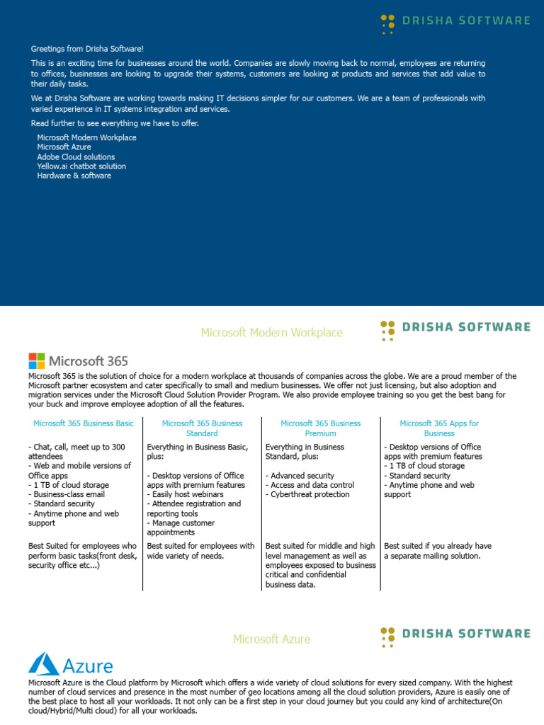 Drisha Software Capability Deck | PDF | Cloud Computing | Microsoft