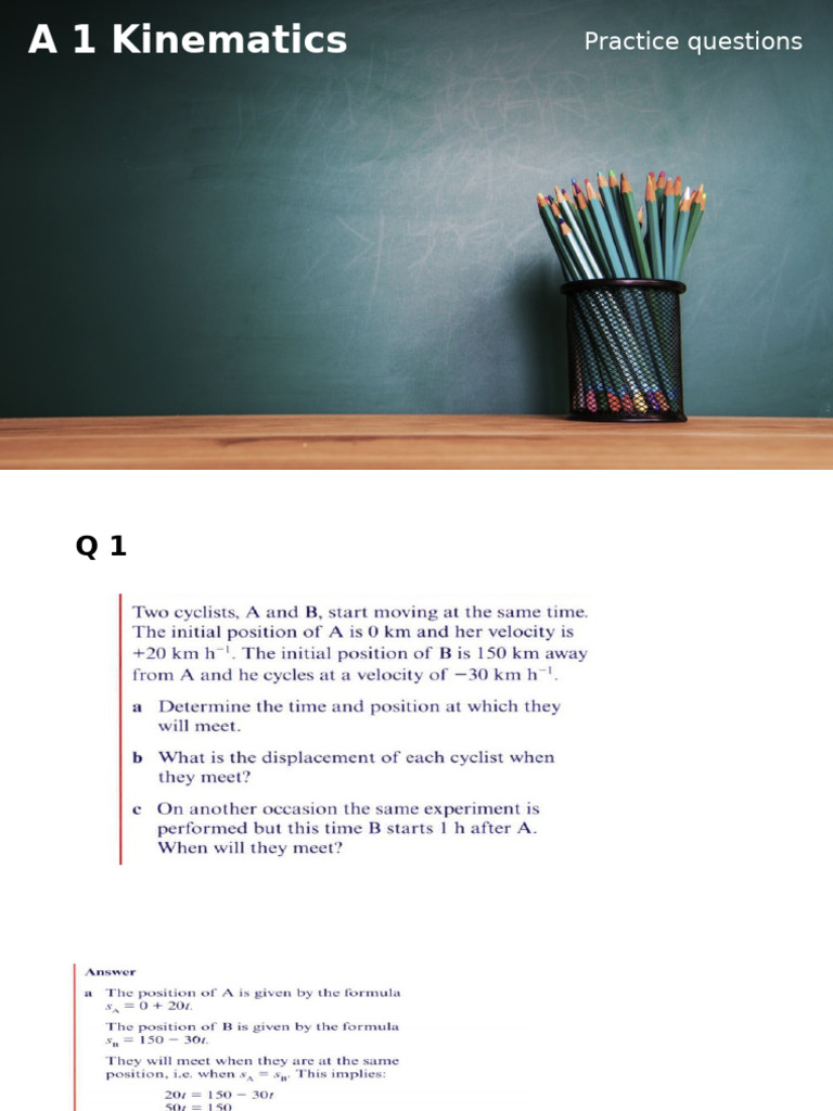 A1 Kinematics Practice Questions | PDF