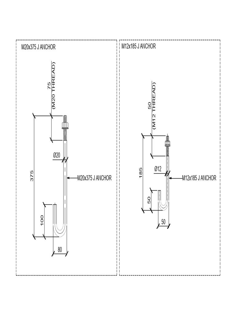 J-Bolts Sketch With Dimensions | PDF