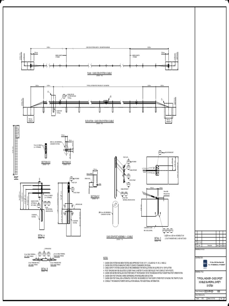 Typical Anchor - Cass C-Post 3-Cable Guardrail Safety System | PDF
