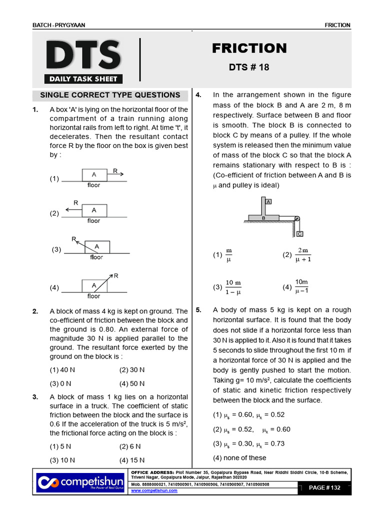 Friction Problems and Solutions Guide | PDF | Friction | Force
