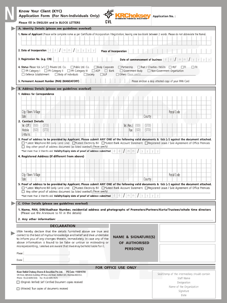 NEW - KYC-Non-Individual Form | PDF