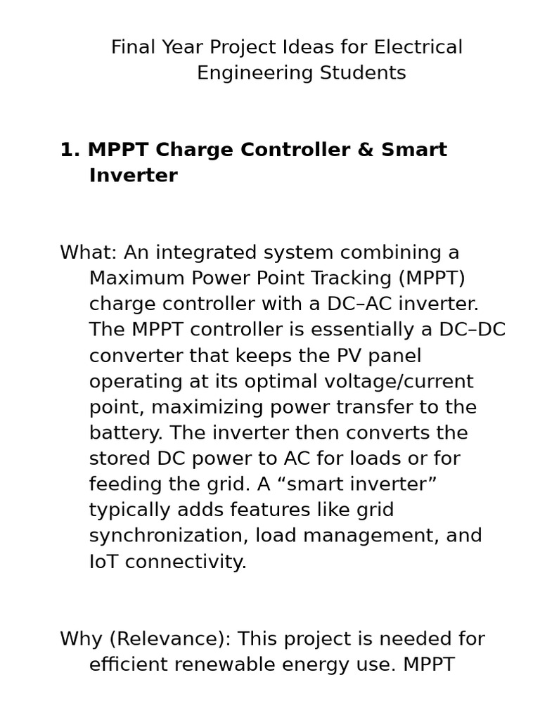 Final Year Electrical Project Ideas | PDF | Power Inverter | Computer ...