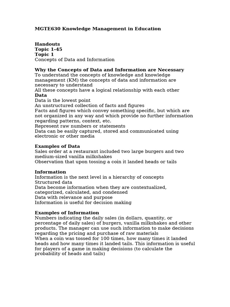 MGTE630 Knowledge Management in Education | PDF | Knowledge Management ...