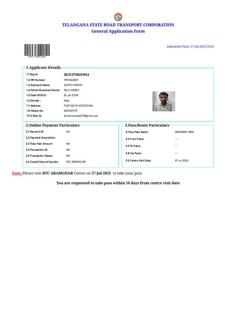 TGSRTC Bus Pass | PDF
