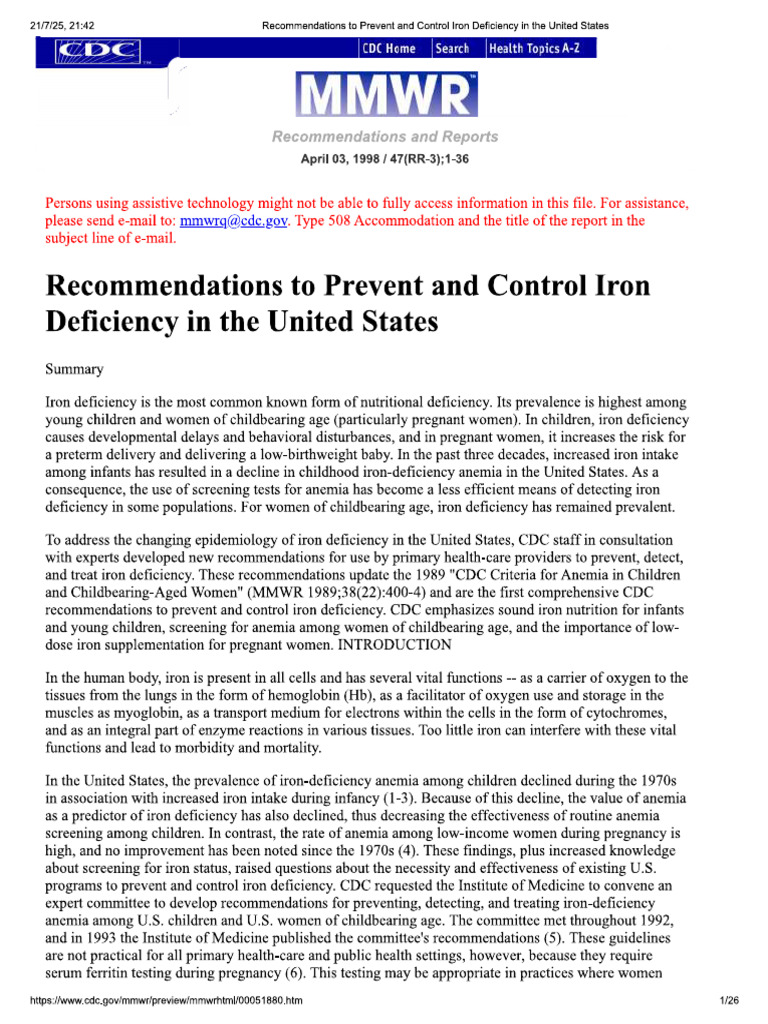 Recommendations To Prevent and Control Iron | PDF
