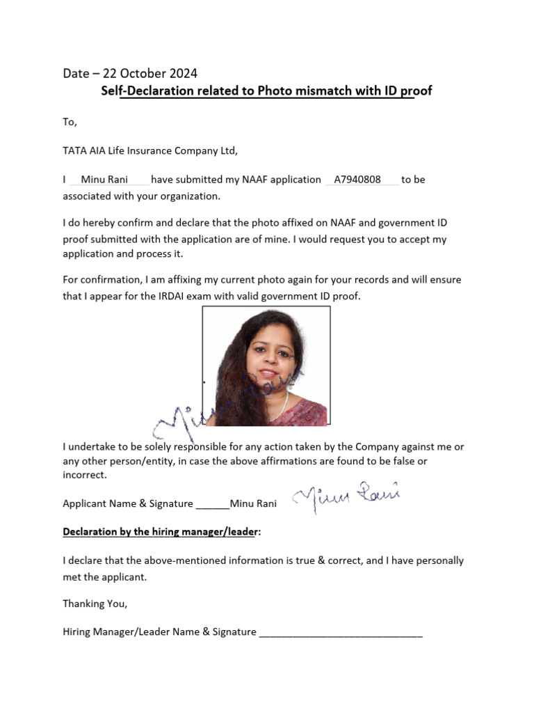 Photo Mismatch Self Declaration Letter - PDF - 20241022 - 030350 - 0000 ...