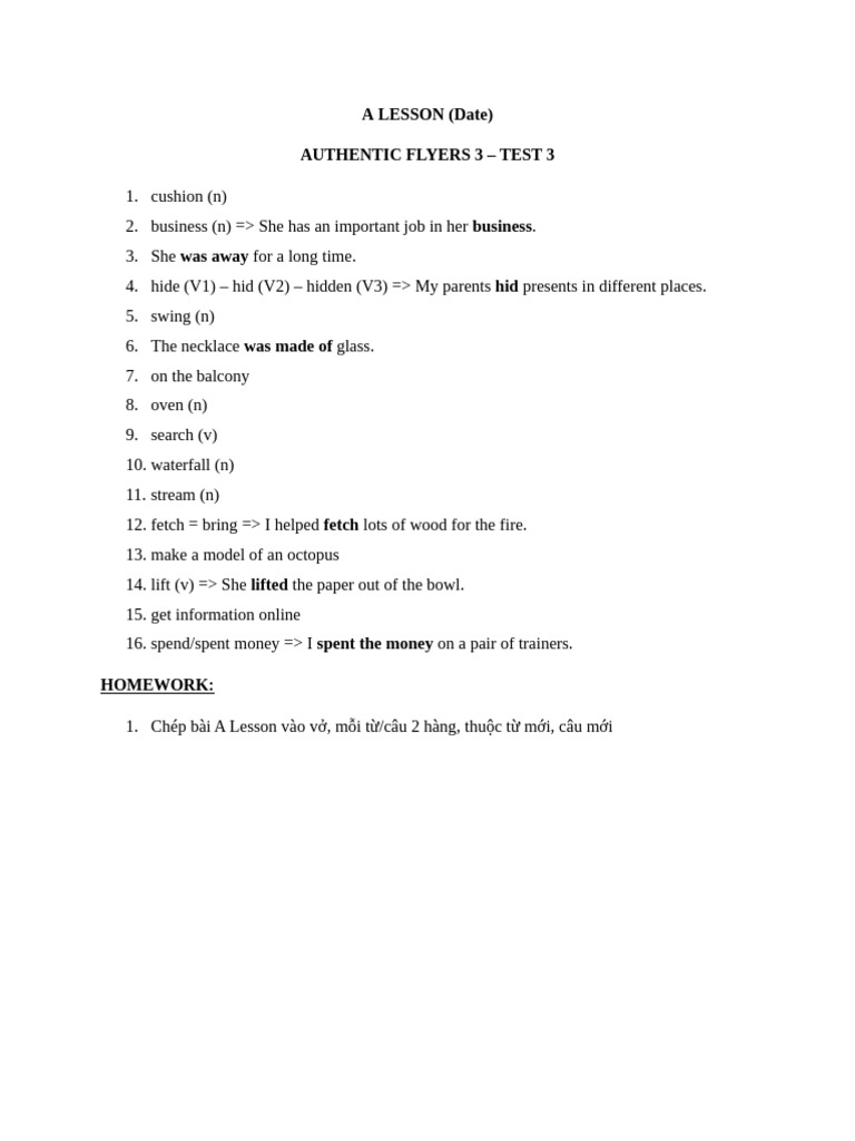 Authentic Flyers 3 - Test 3 Overview | PDF