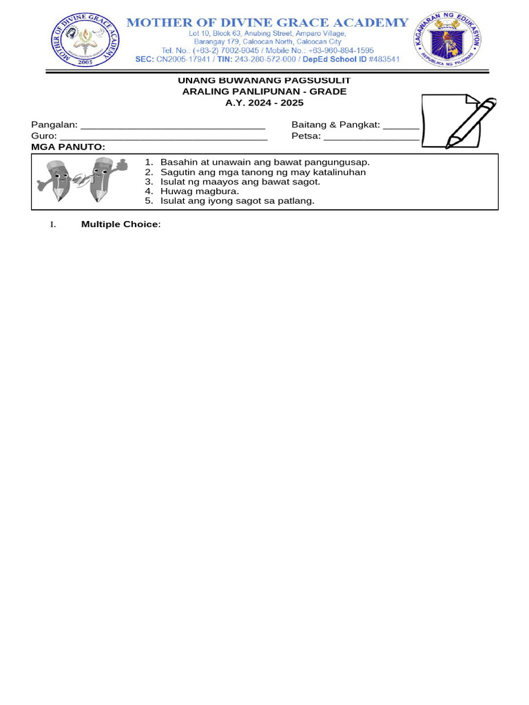 Filipino - Format Examination | PDF