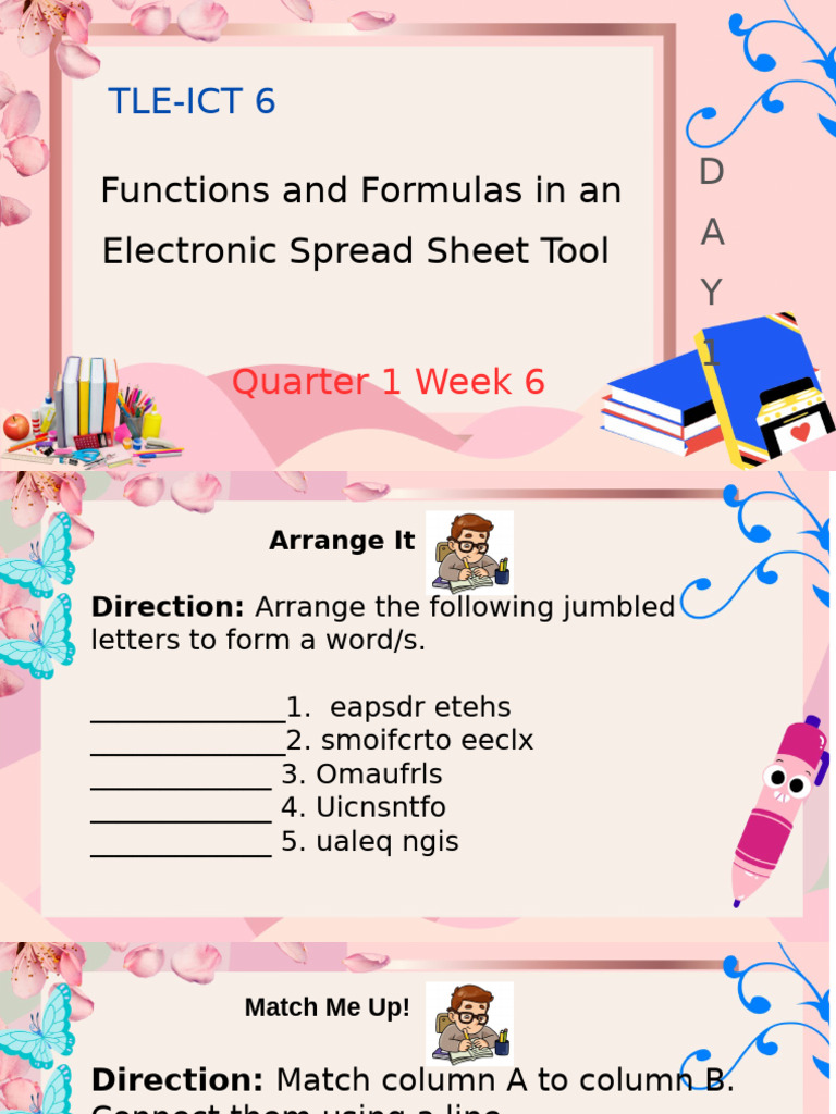 Tle - Ict q1 Week 6 | PDF | Microsoft Excel | Function (Mathematics)