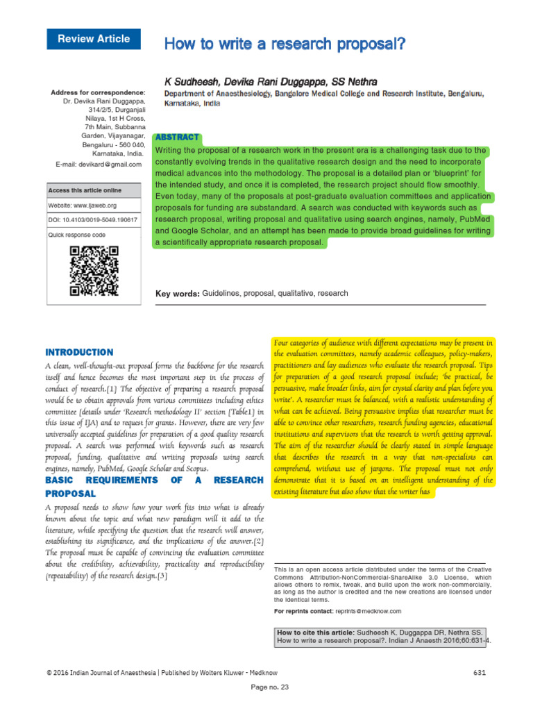 Guidelines for Writing Research Proposals | PDF | Methodology ...